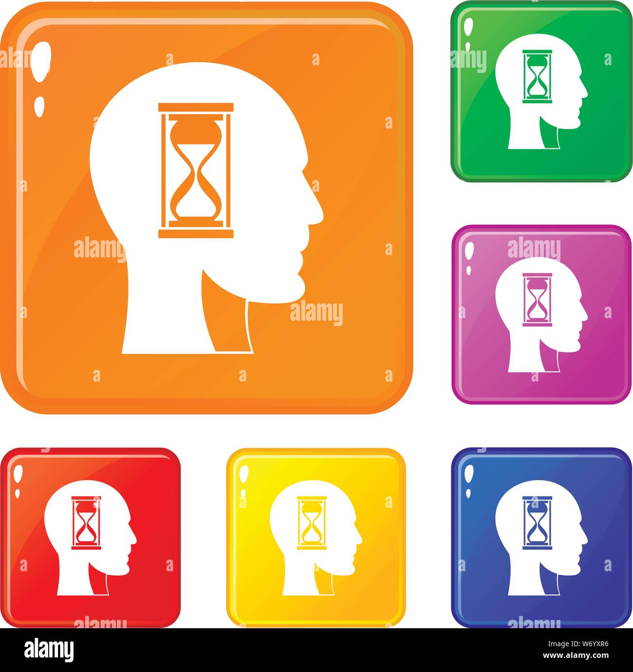 Hourglass in head icons set vector color Stock Vector Image & Art - Alamy