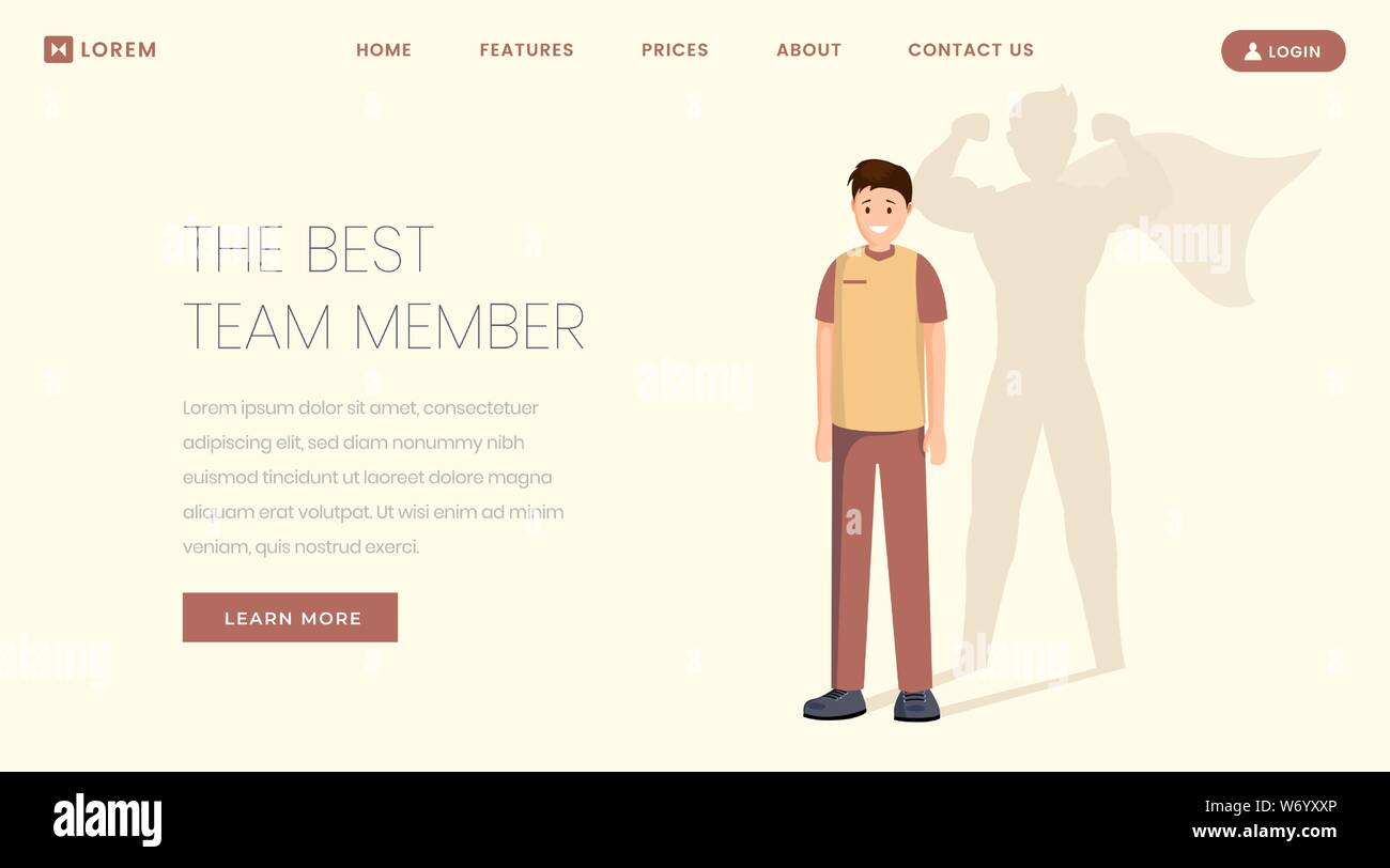 Best team member landing page vector template. Best worker, employee ...