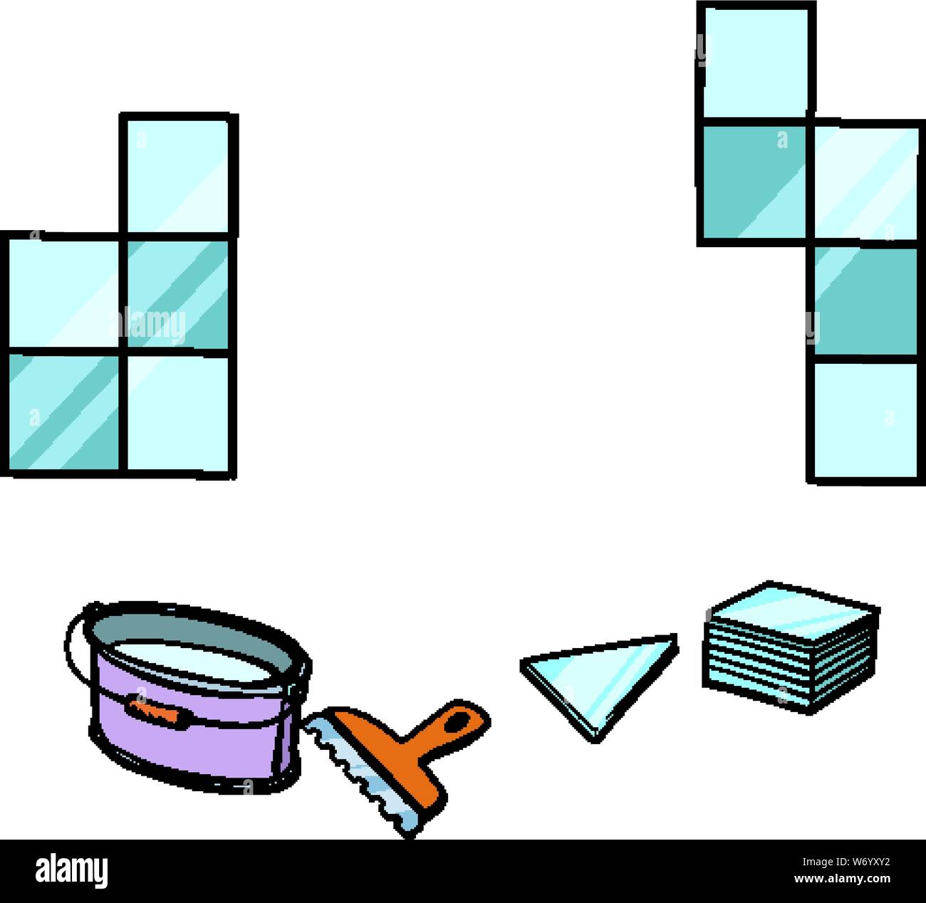 Installing ceramic floor tile Stock Vector Images - Alamy