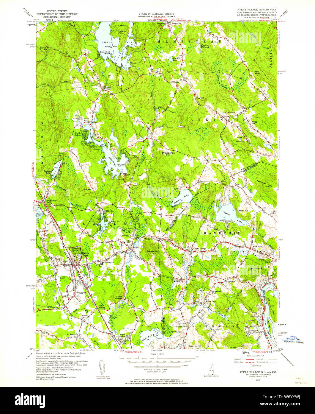 USGS TOPO Map New Hampshire NH Ayers Village 329470 1955 24000 ...