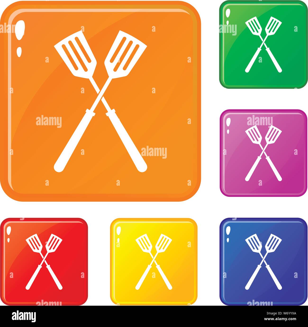 Two metal spatulas icons set vector color Stock Vector Image & Art - Alamy