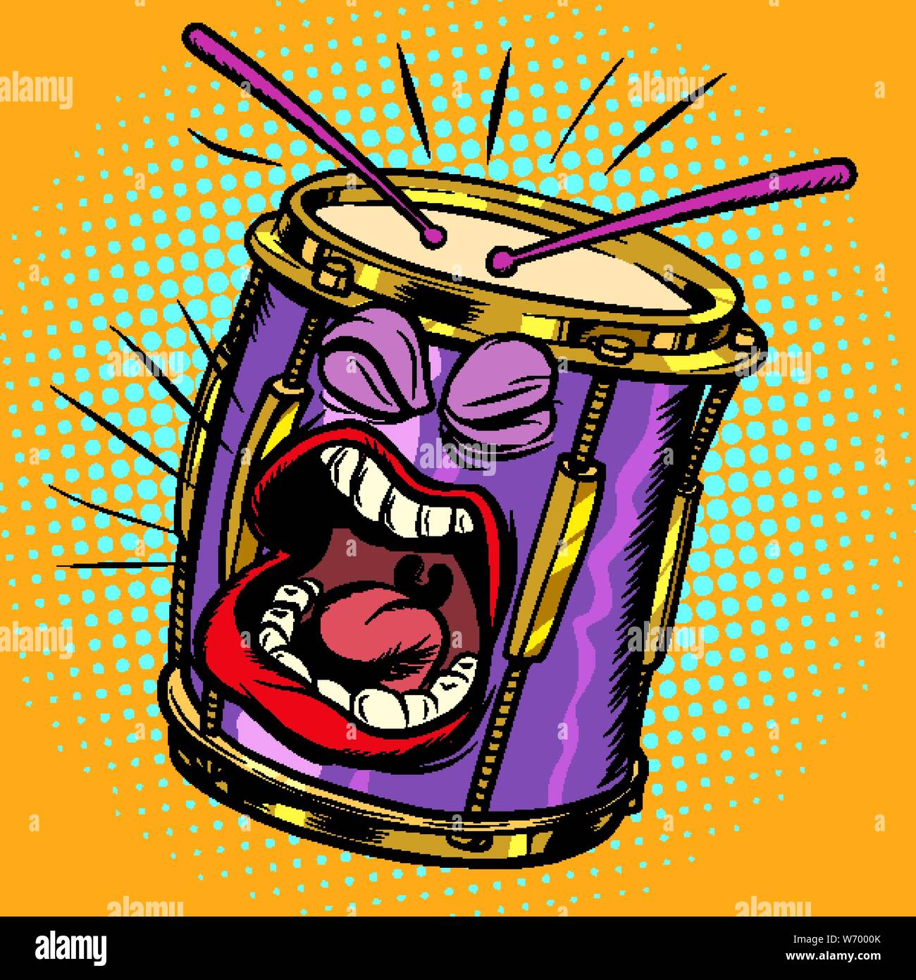 Emoji character emotion drum musical instrument. Pop art retro vector ...