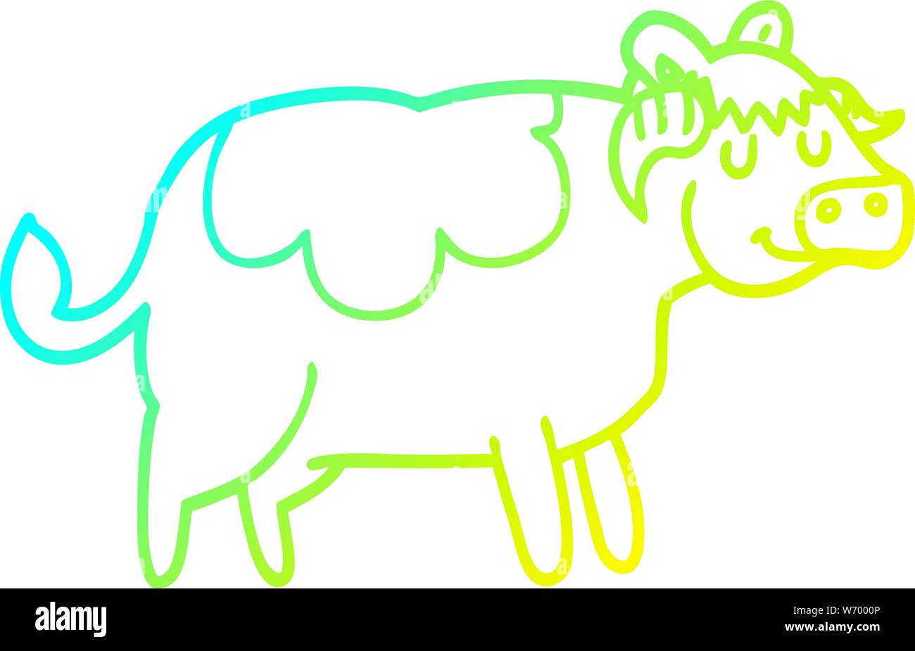 cold gradient line drawing of a cartoon cow Stock Vector Image & Art ...