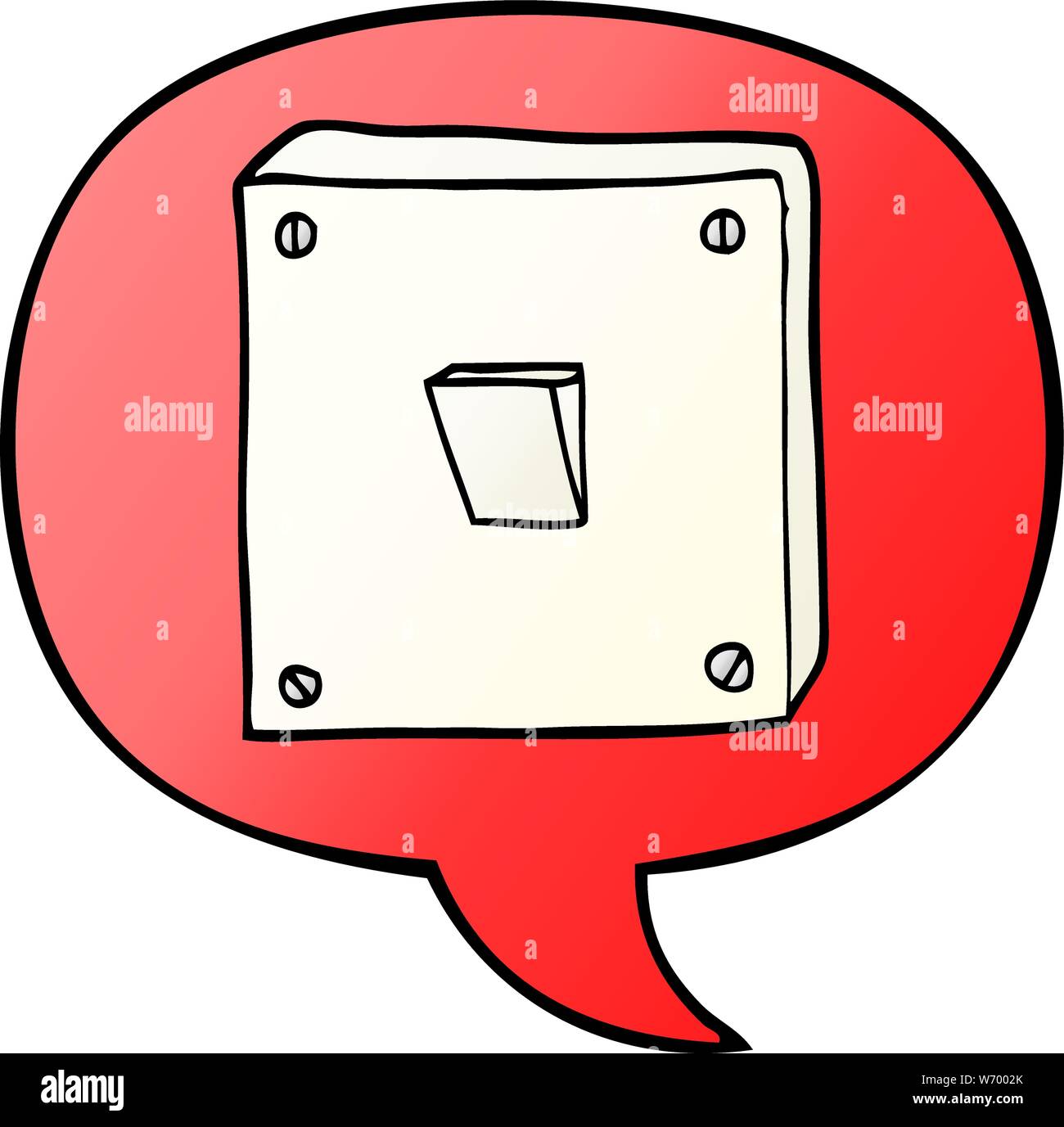 cartoon light switch with speech bubble in smooth gradient style Stock ...