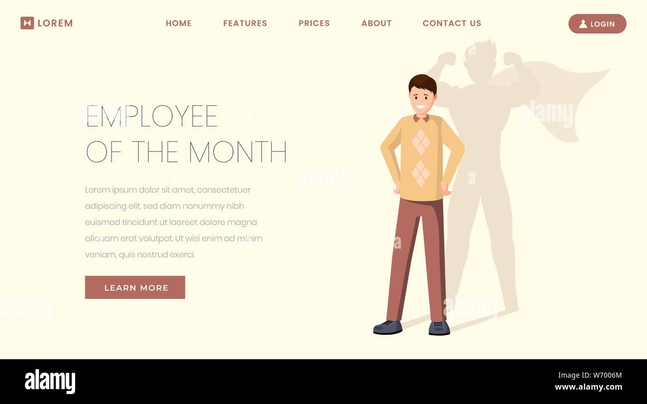 Super employee landing page vector template. Best worker of month ...