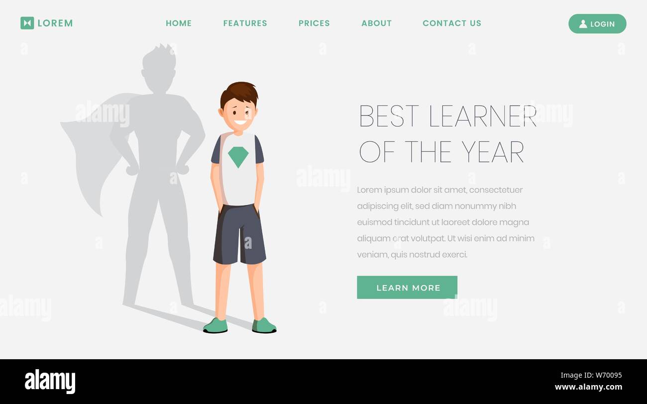 Best learner landing page vector template. Best pupil, excellent ...