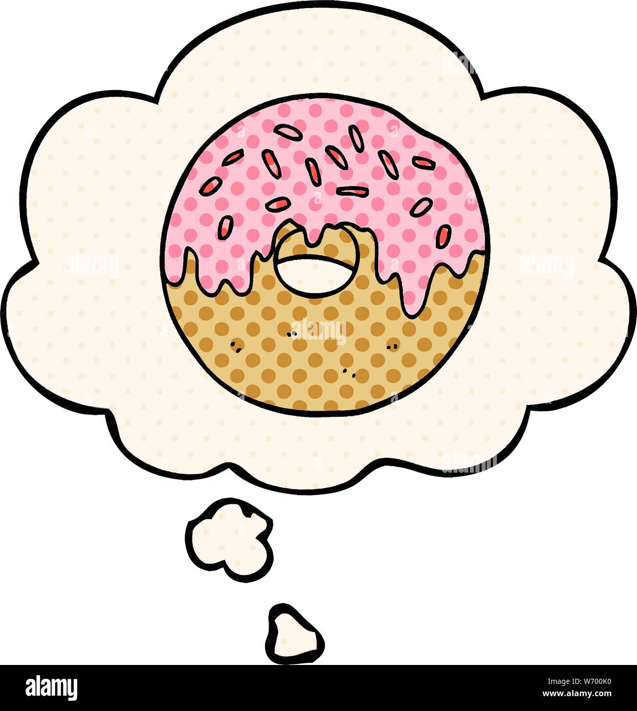 cartoon donut with thought bubble in comic book style Stock Vector ...