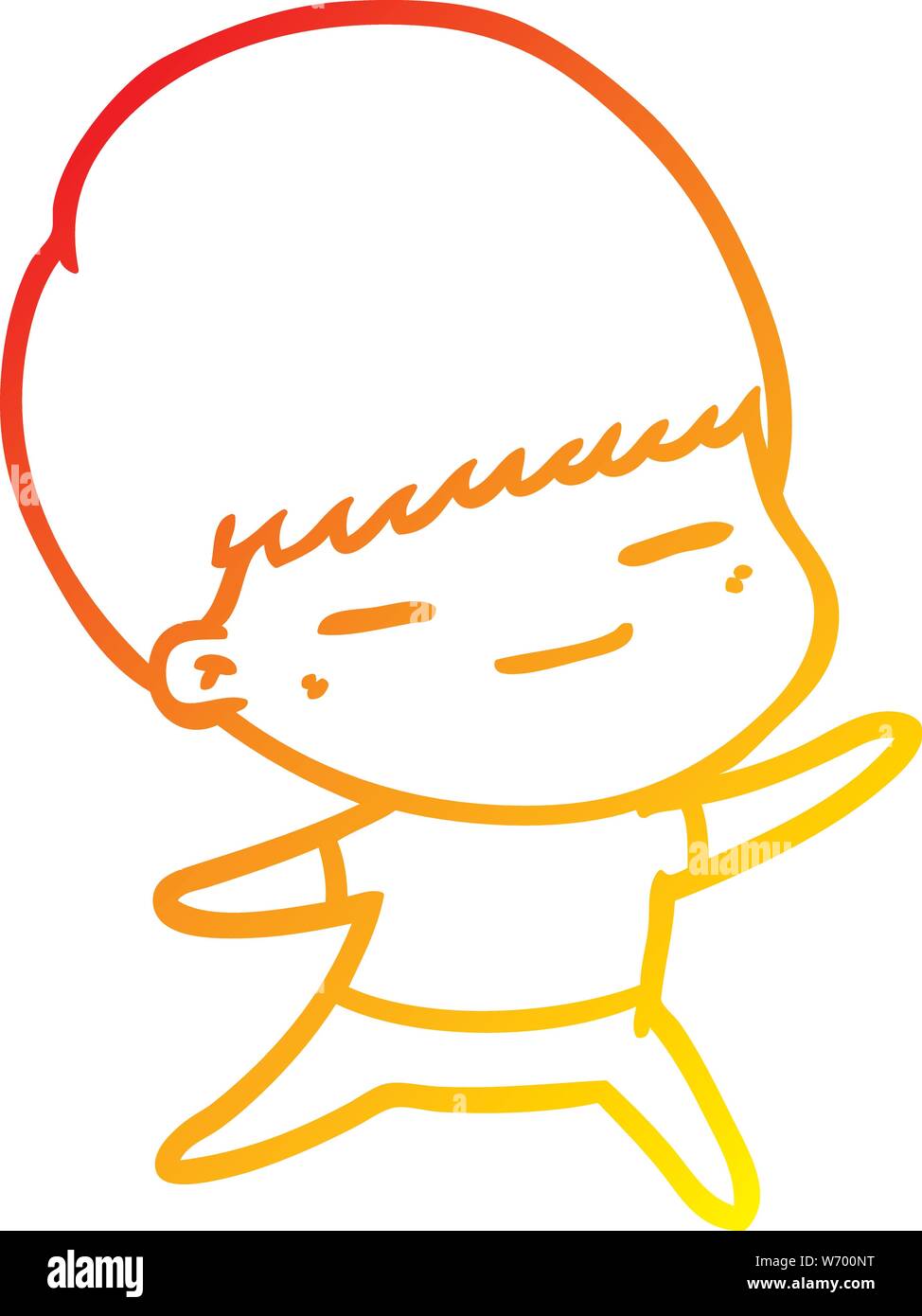warm gradient line drawing of a cartoon smug boy Stock Vector Image ...