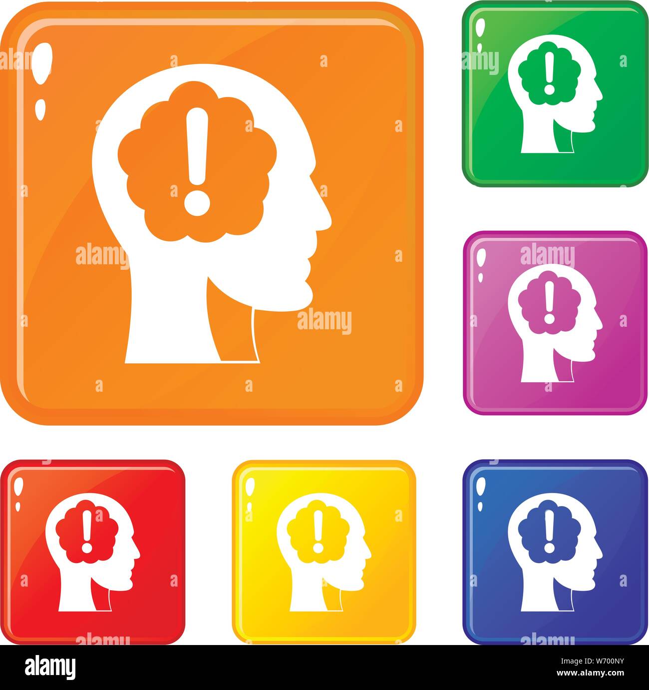 Head with exclamation mark inside icons set vector color Stock Vector ...