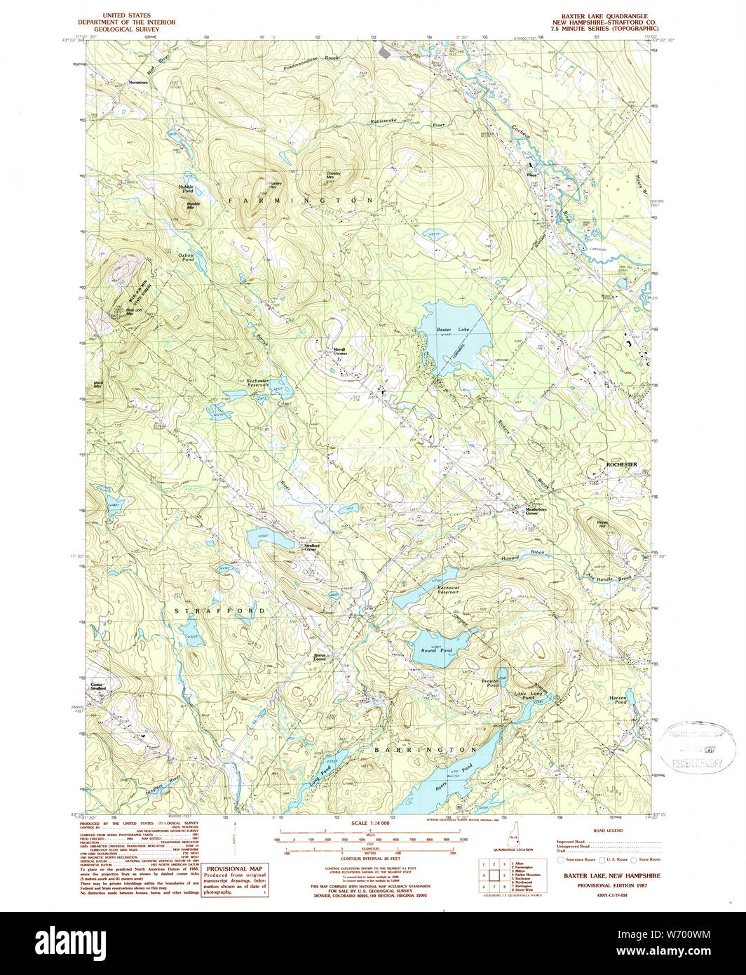 USGS TOPO Map New Hampshire NH Baxter Lake 329477 1987 24000 ...