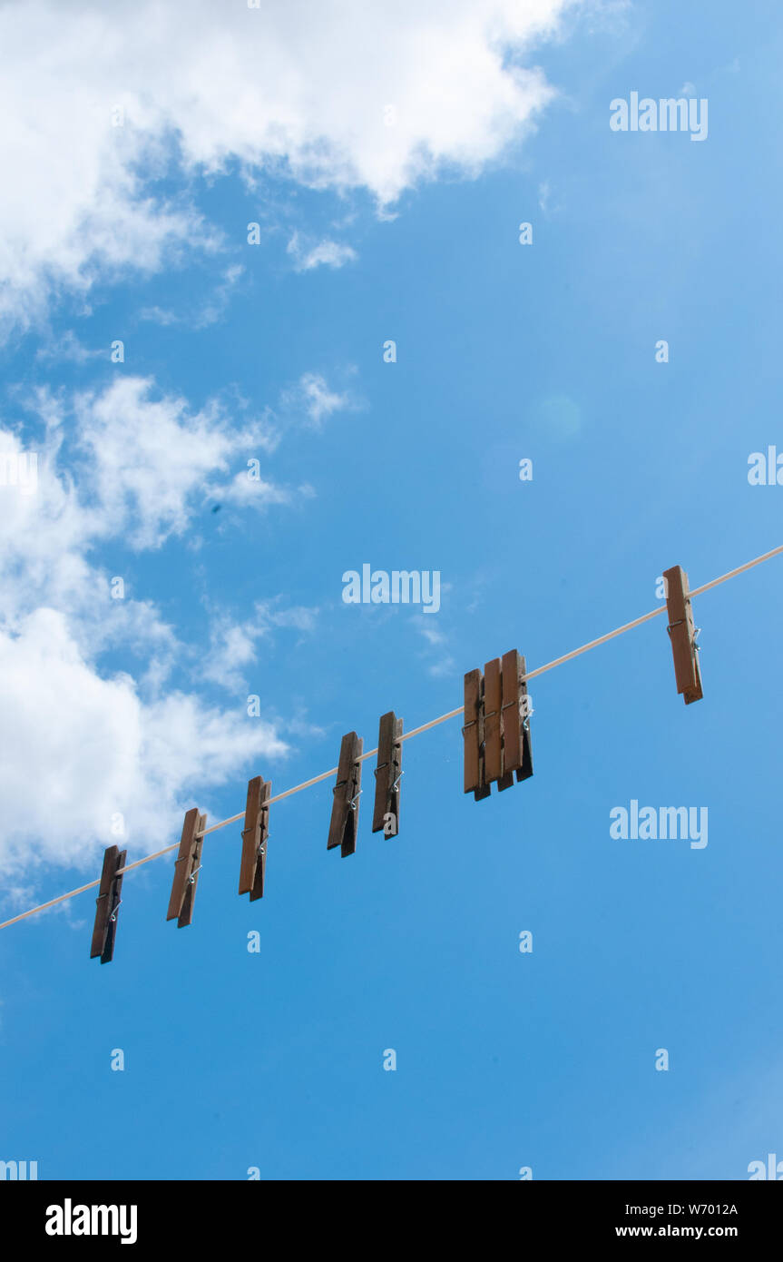 washing line with pegs Stock Photo - Alamy