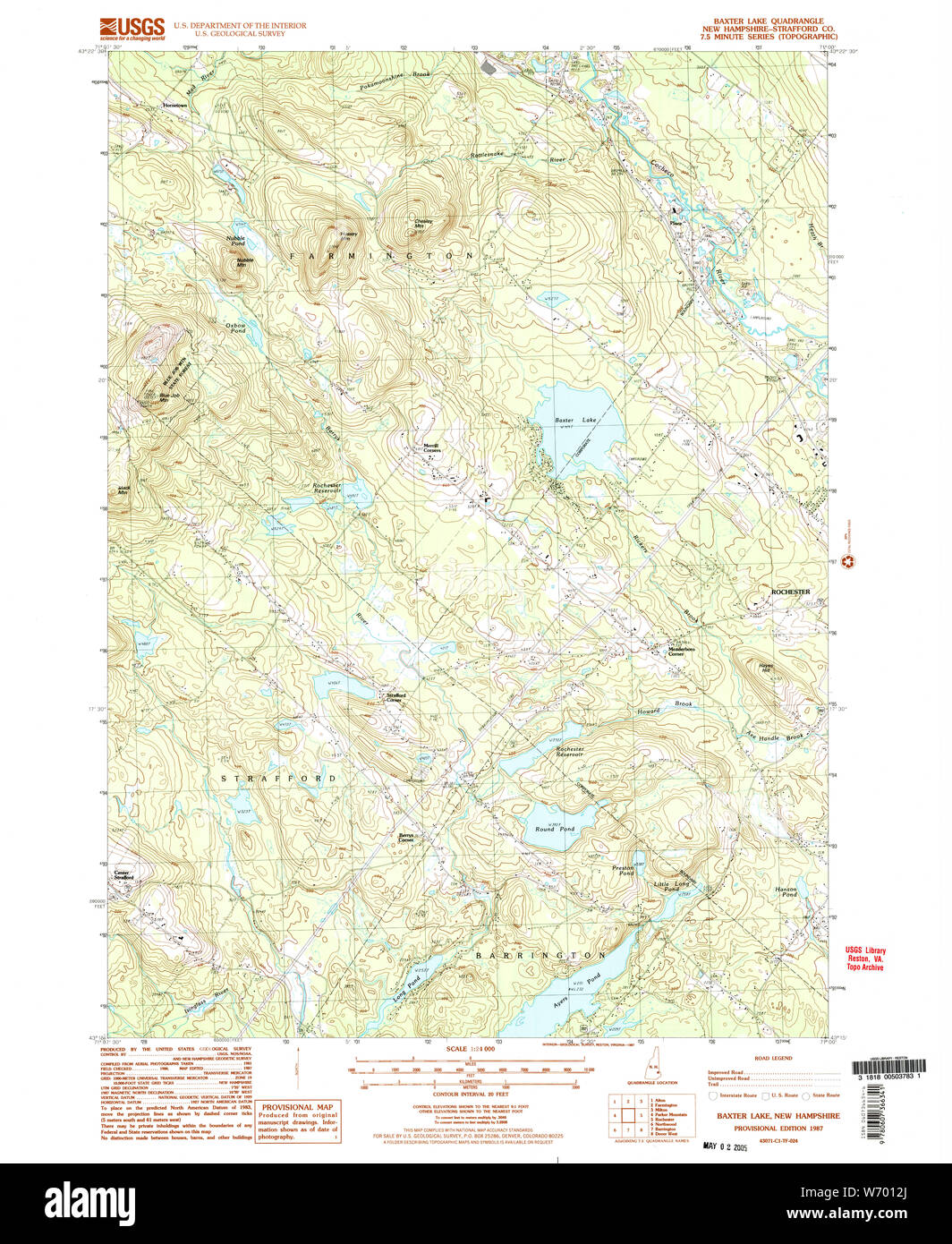 USGS TOPO Map New Hampshire NH Baxter Lake 329478 1987 24000 ...
