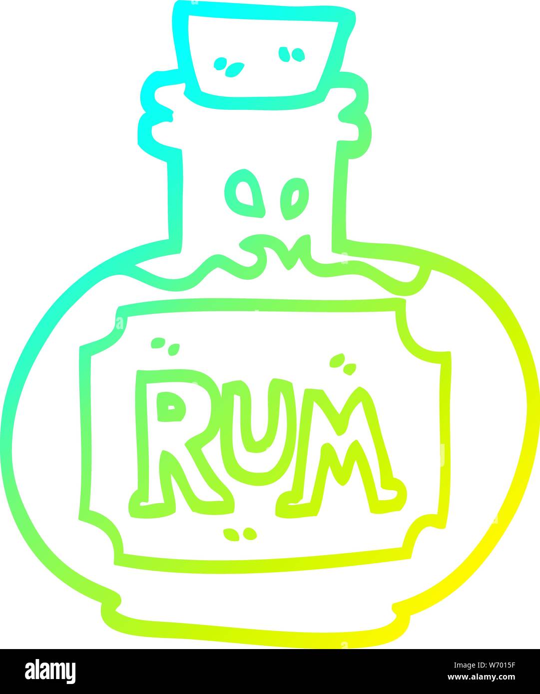 cold gradient line drawing of a cartoon old bottle of rum Stock Vector ...