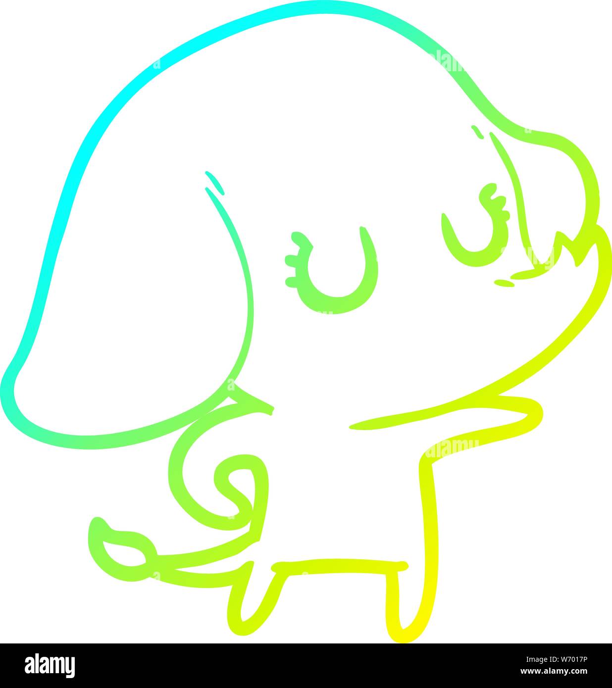 cold gradient line drawing of a cute cartoon elephant Stock Vector ...