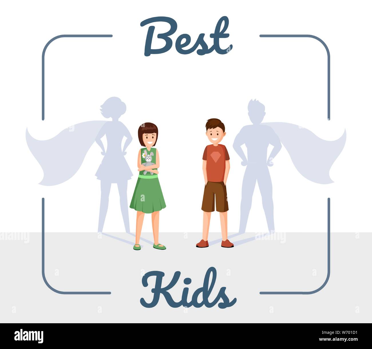 Best kids flat vector illustration. Cheerful children, smiling son and ...
