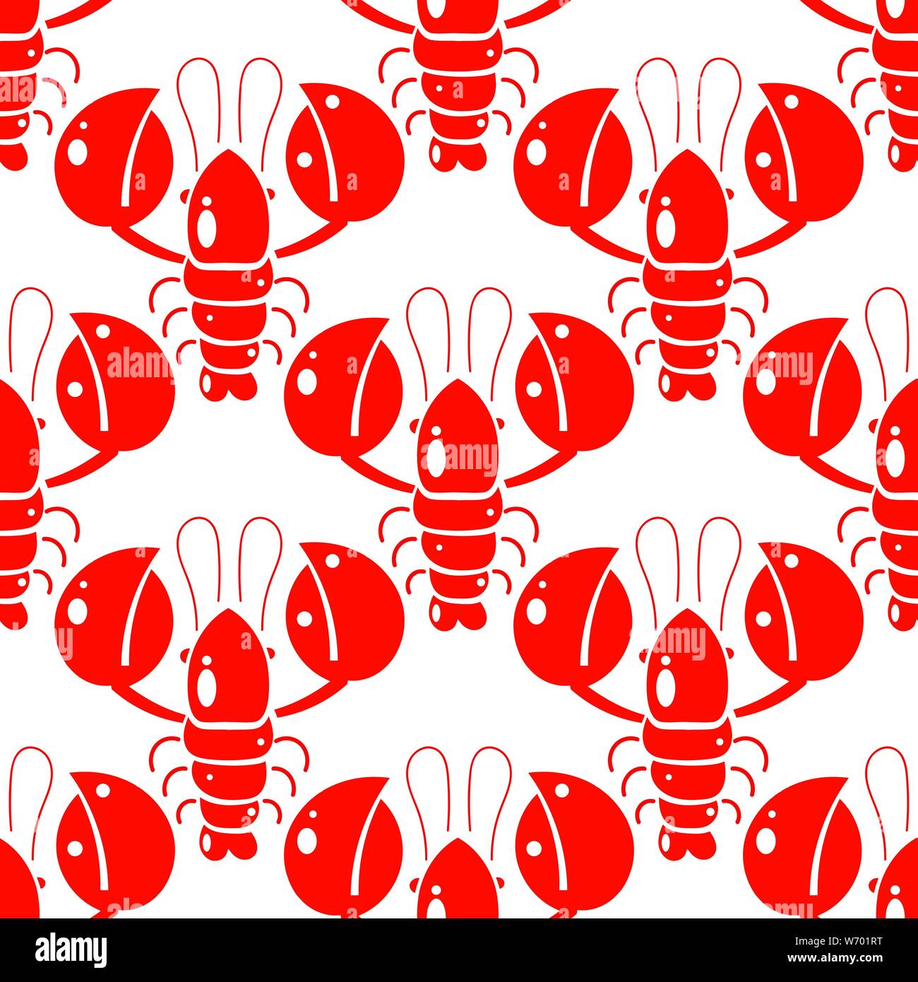 Seamless Pattern Of Lobsters. Red Crayfish. Template For Printing On ...