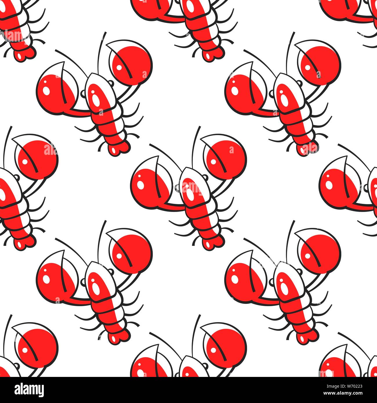 Seamless Pattern Of Lobsters. Red Crayfish. Template For Printing On ...