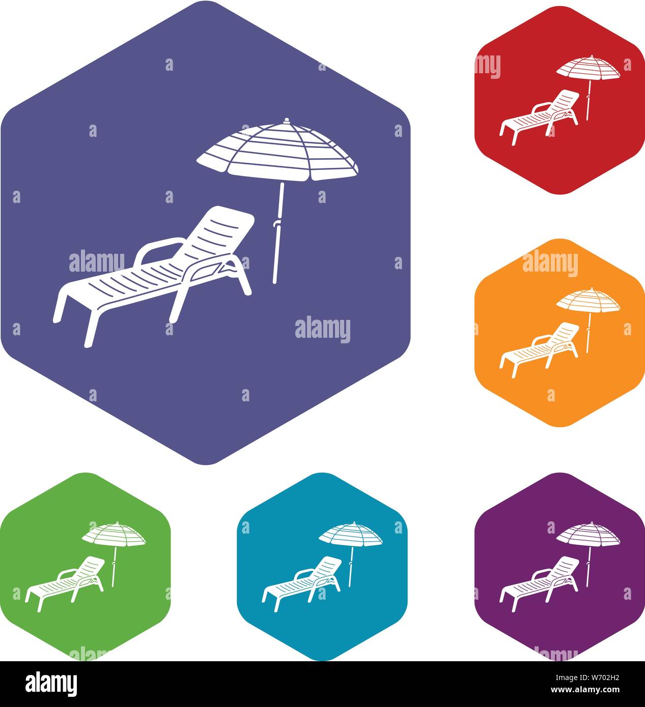 Sun lounger and parasol icon, simple style Stock Vector Image & Art - Alamy