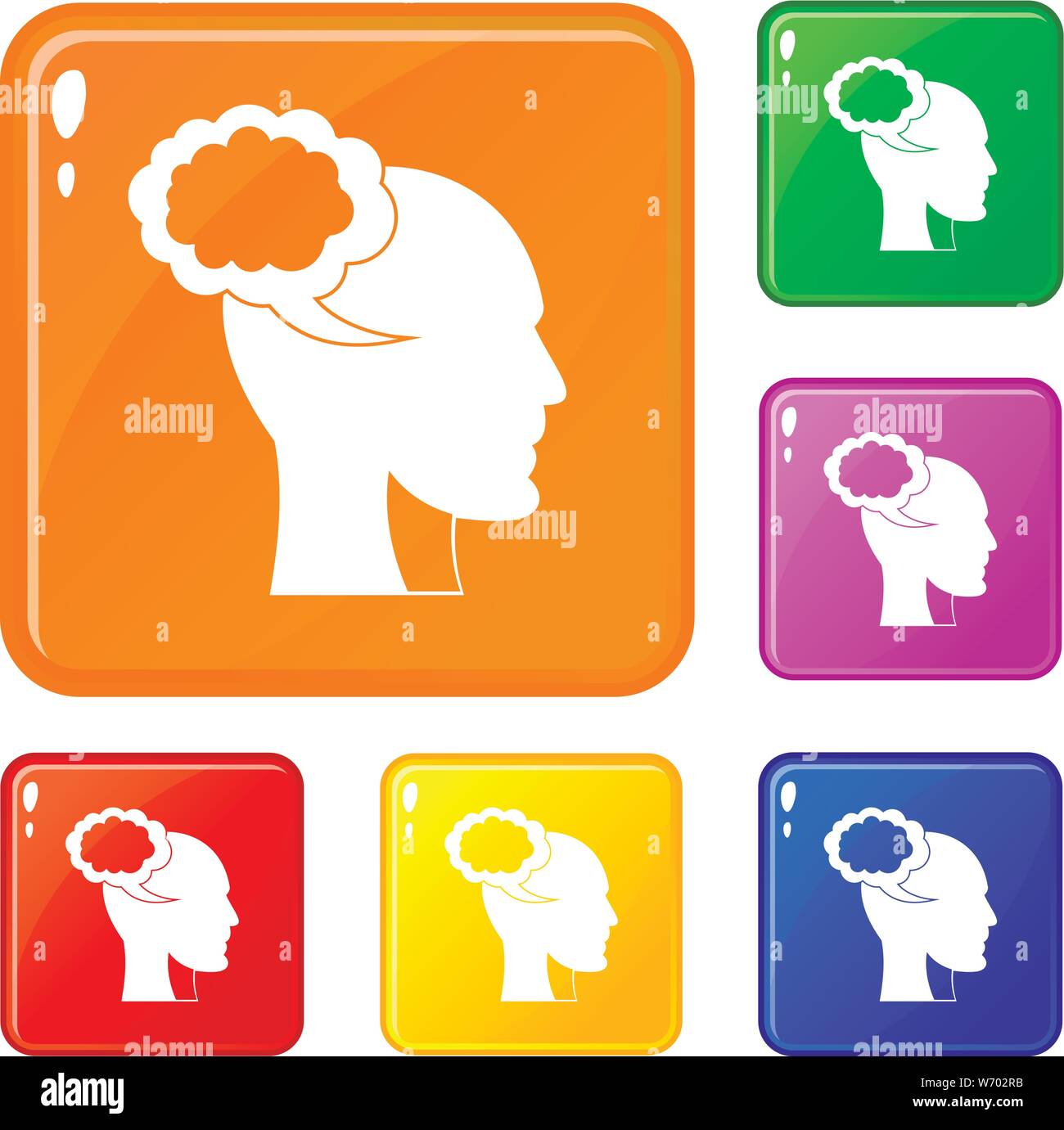 Speech bubble with human head icons set vector color Stock Vector Image ...