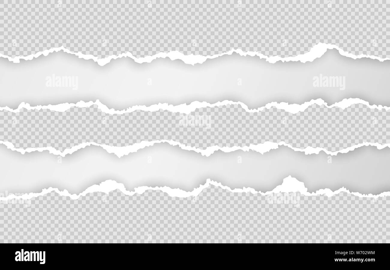 Horizontal torn paper edge. Ripped squared horizontal paper strips ...