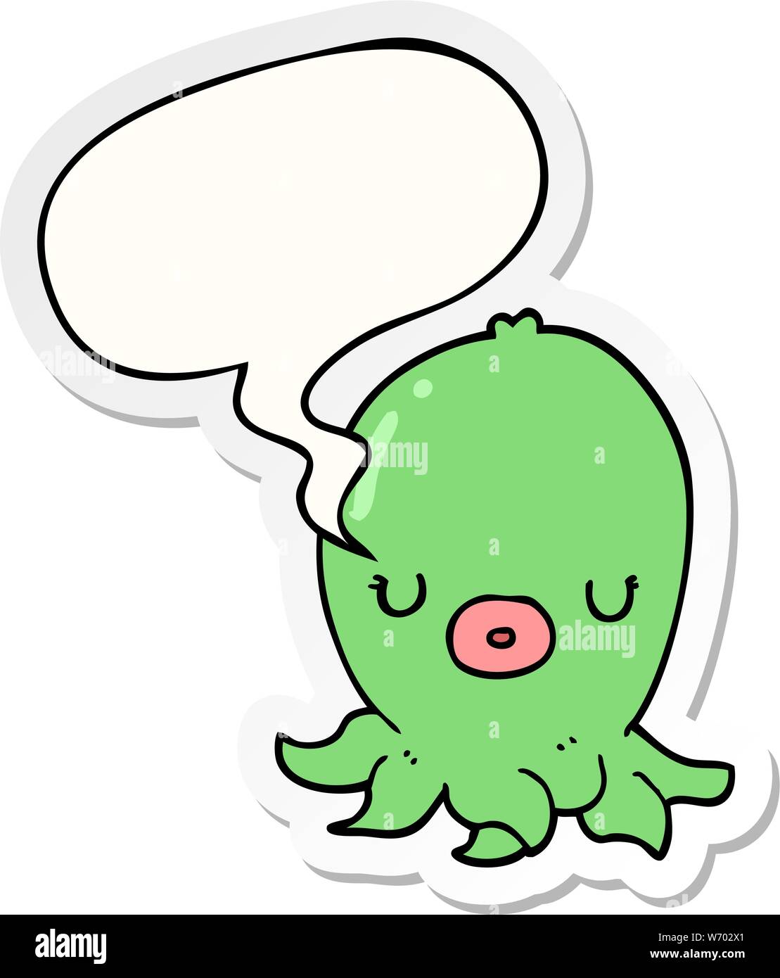 cartoon octopus with speech bubble sticker Stock Vector Image & Art - Alamy
