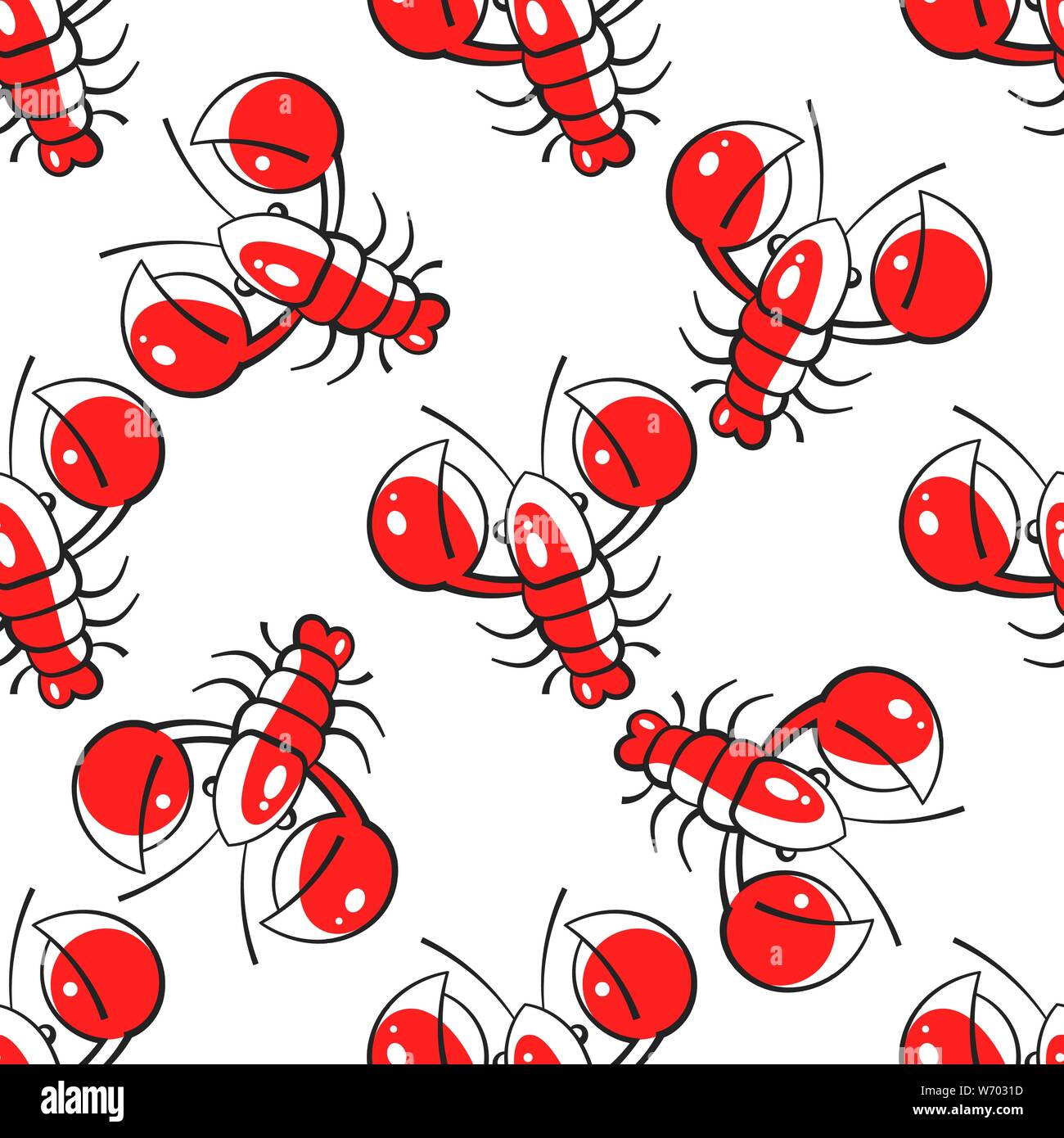 Seamless Pattern Of Lobsters. Red Crayfish. Template For Printing On ...