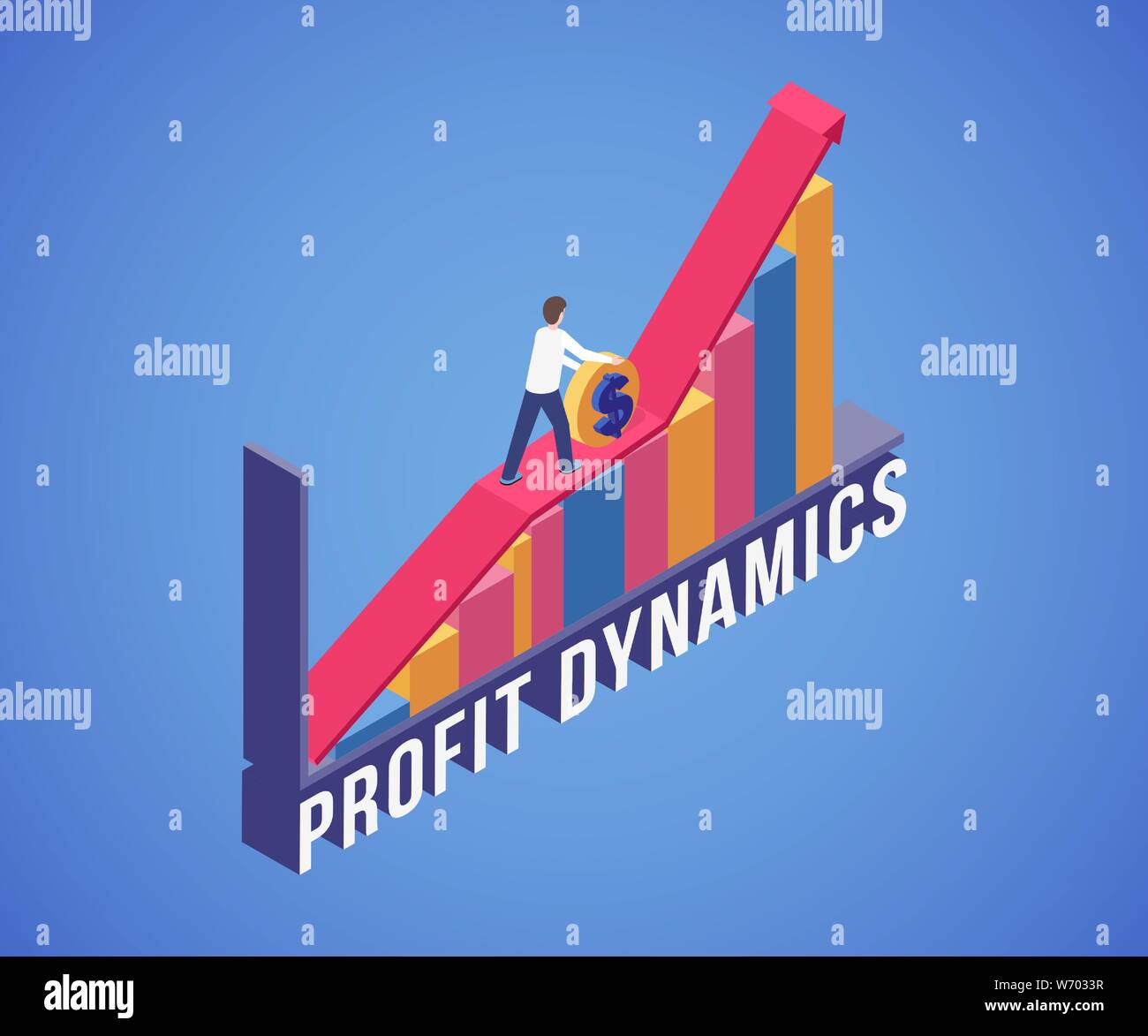 Profit dynamics banner vector template. Successful businessman, office ...