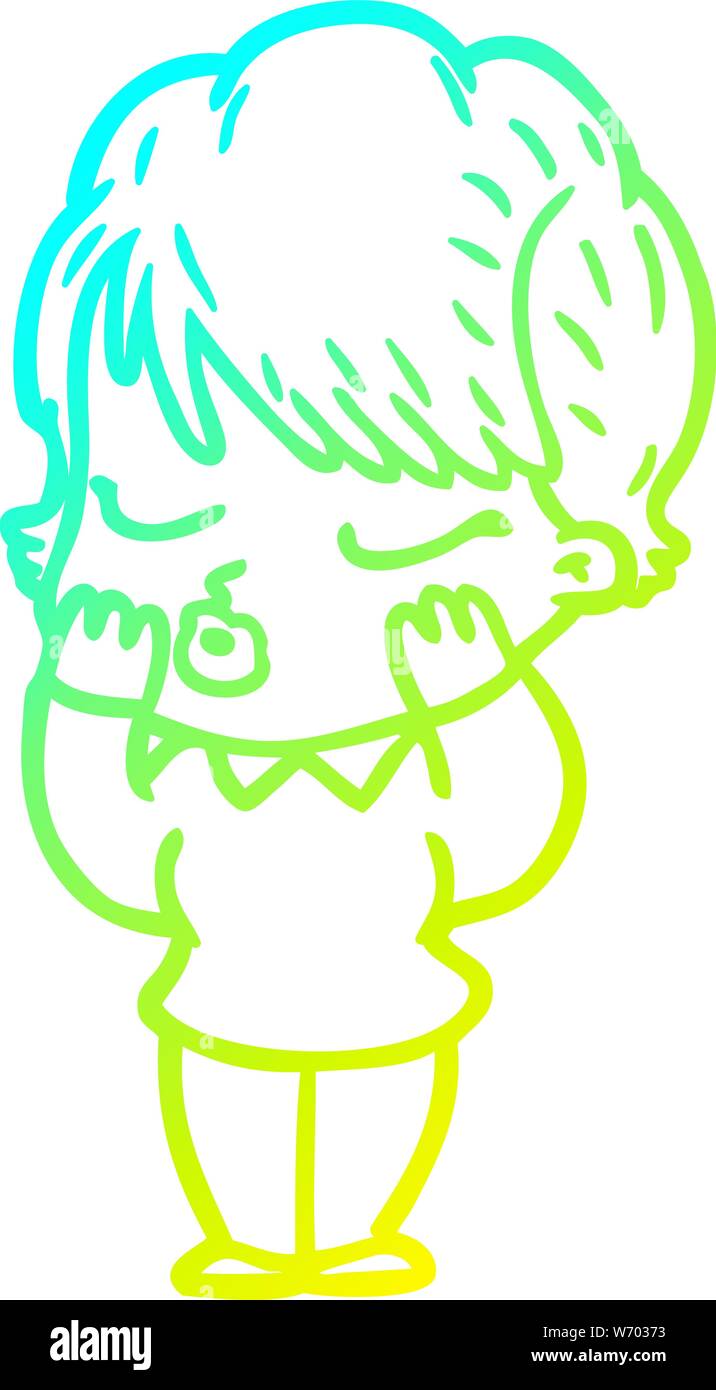 cold gradient line drawing of a cartoon woman with eyes shut Stock ...