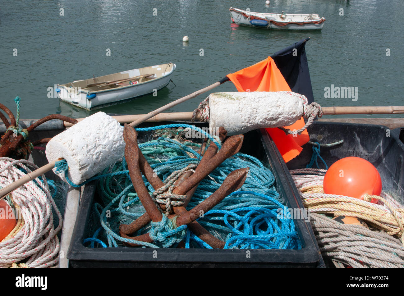 boat ropes and anchors Lyme Regis Stock Photo - Alamy