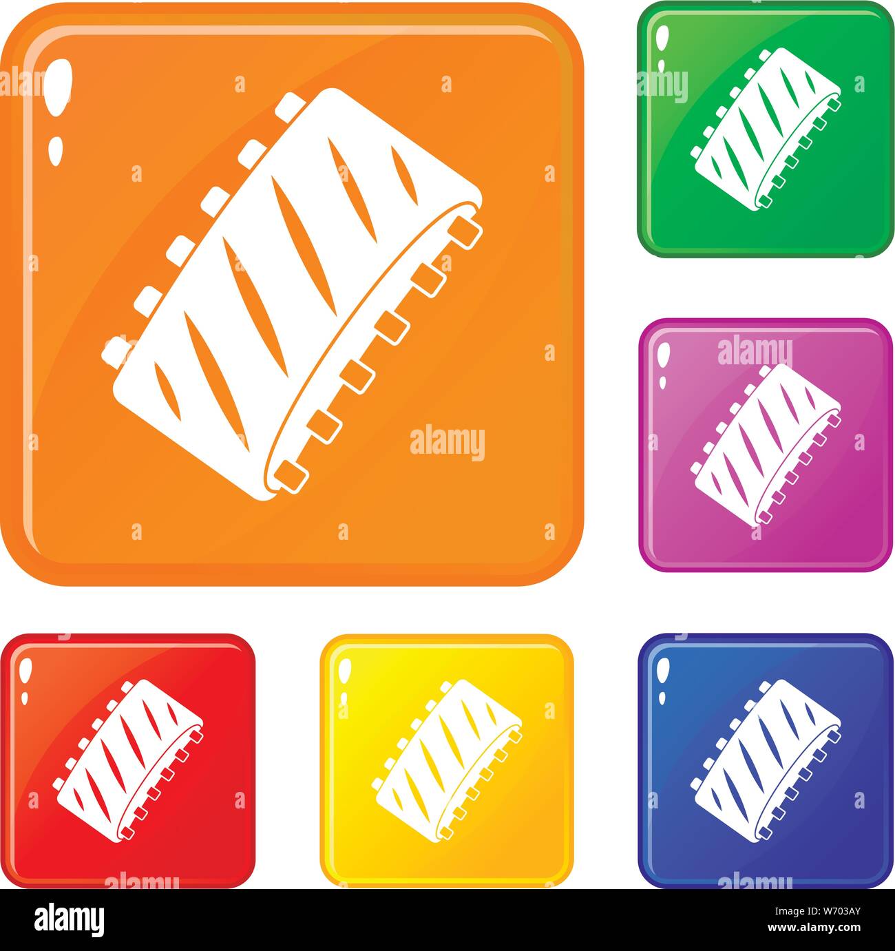 Pork rib meat icons set vector color Stock Vector Image & Art - Alamy