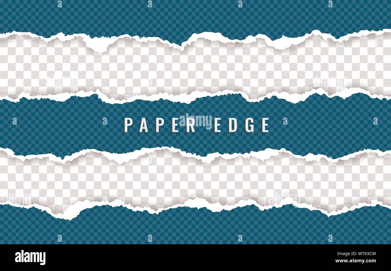 Horizontal torn paper edge. Ripped squared horizontal paper strips ...