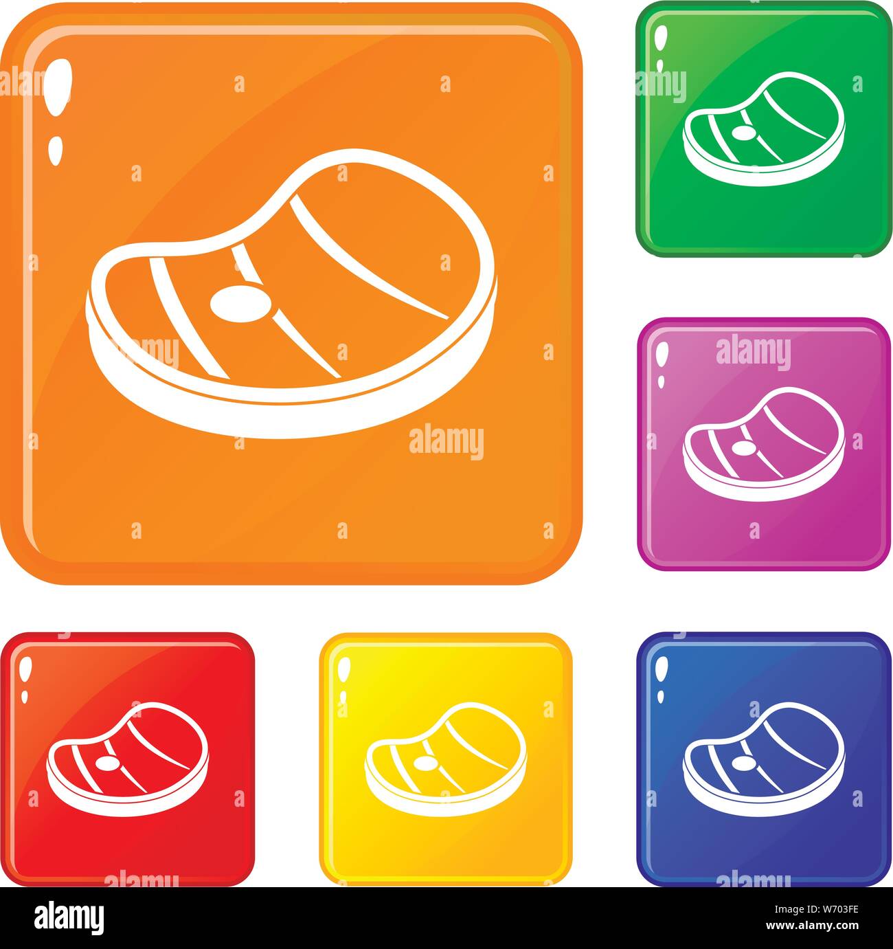 Steak of meat icons set vector color Stock Vector Image & Art - Alamy