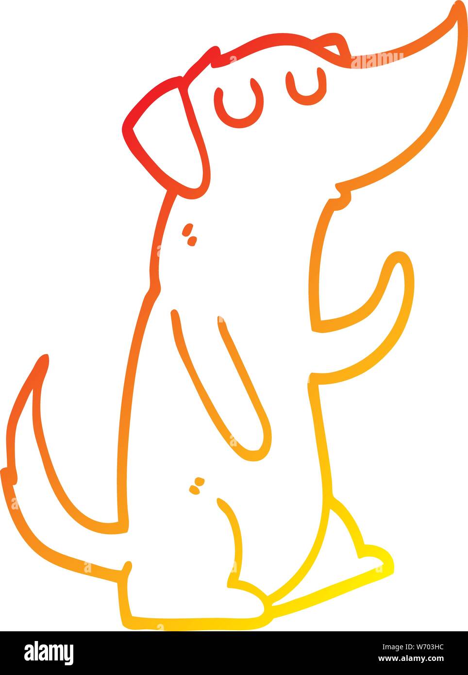 warm gradient line drawing of a cartoon dog Stock Vector Image & Art ...