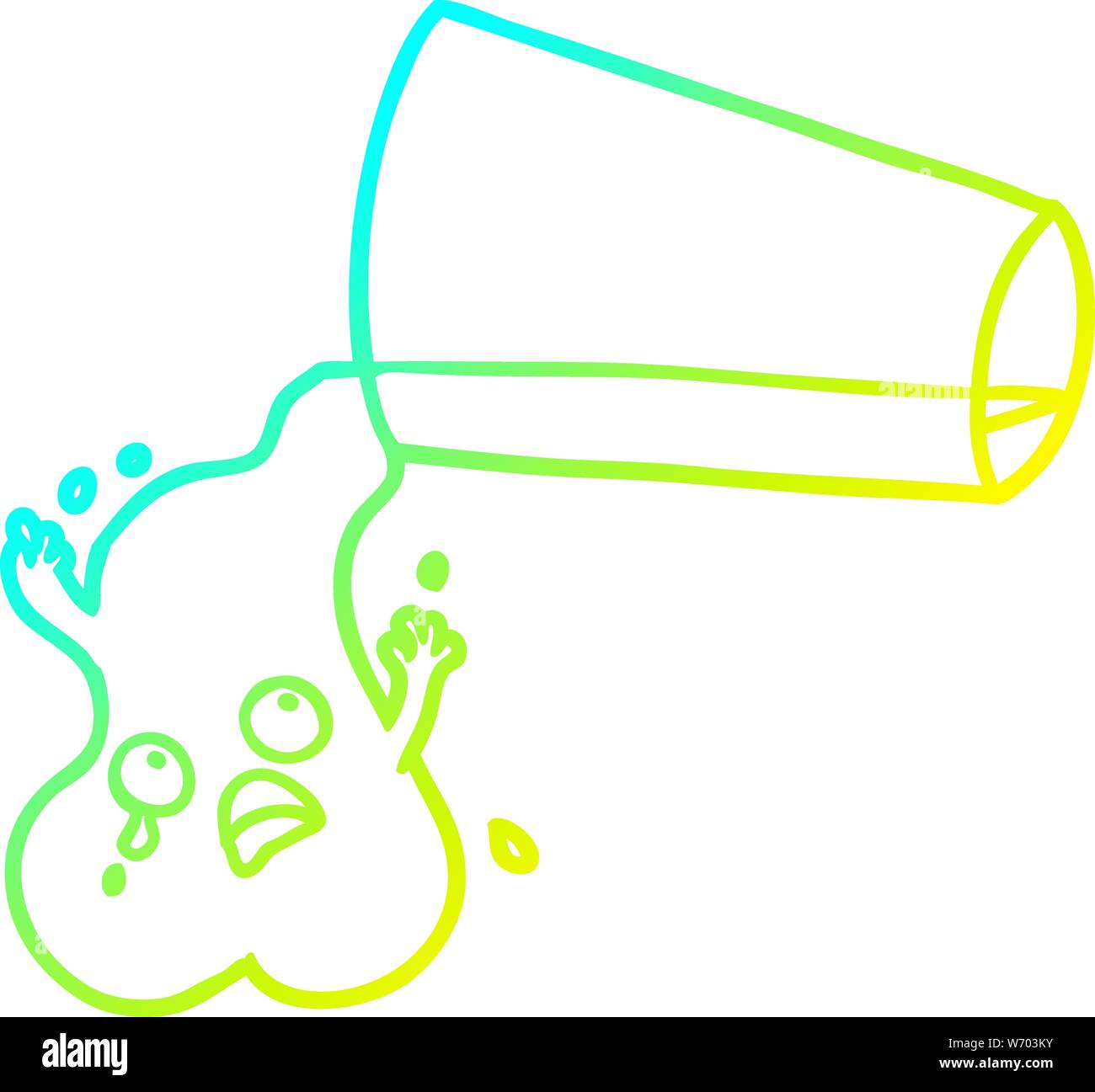 cold gradient line drawing of a pouring water cartoon Stock Vector ...