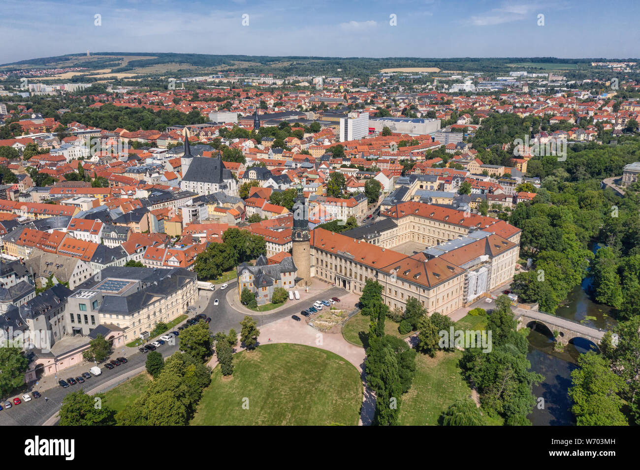 aerial view of downtown Weimar Stock Photo - Alamy