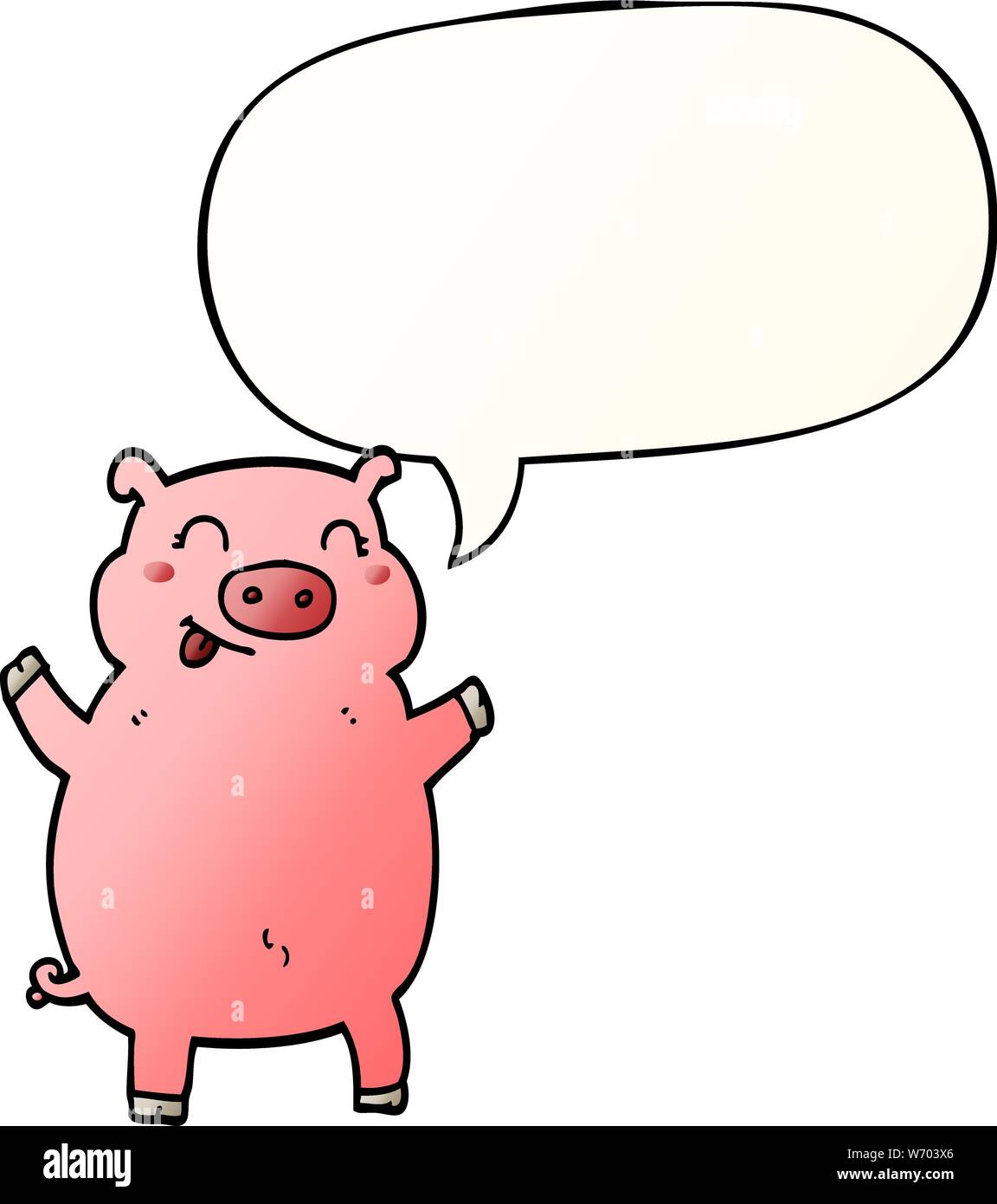 cartoon pig with speech bubble in smooth gradient style Stock Vector ...