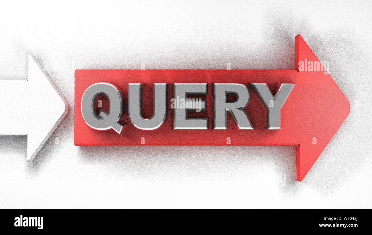 Red arrow QUERY - 3D rendering illustration Stock Photo - Alamy