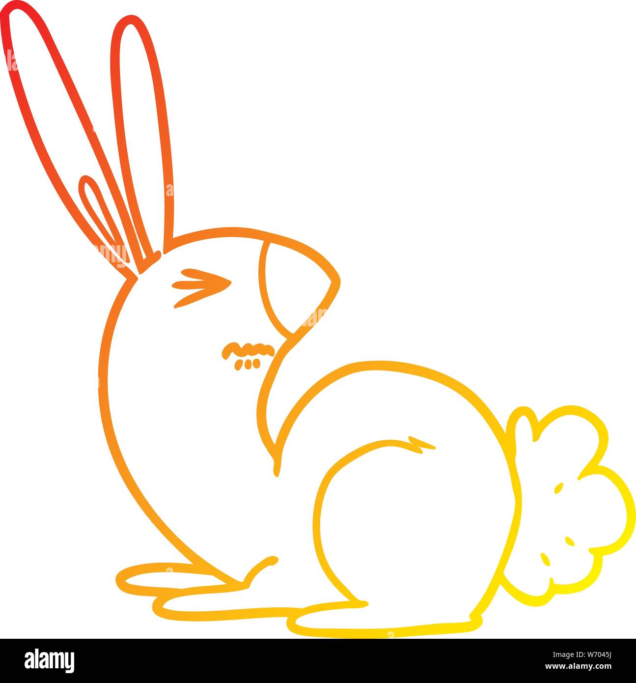 warm gradient line drawing of a cartoon annoyed rabbit Stock Vector ...