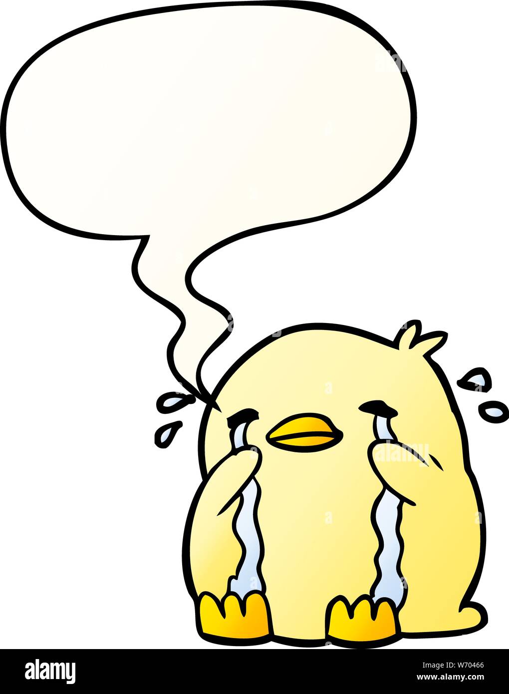 cartoon crying bird with speech bubble in smooth gradient style Stock ...