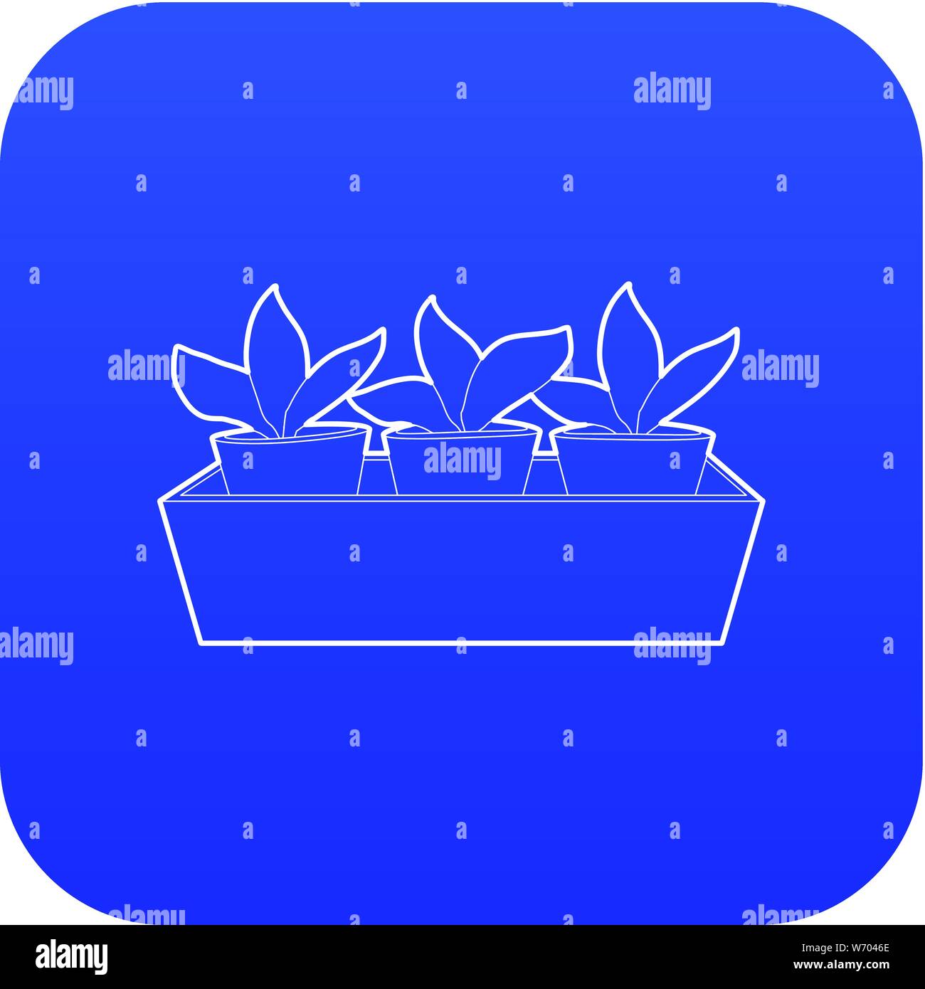 Young sprout seedlings in a flower box icon blue vector Stock Vector ...