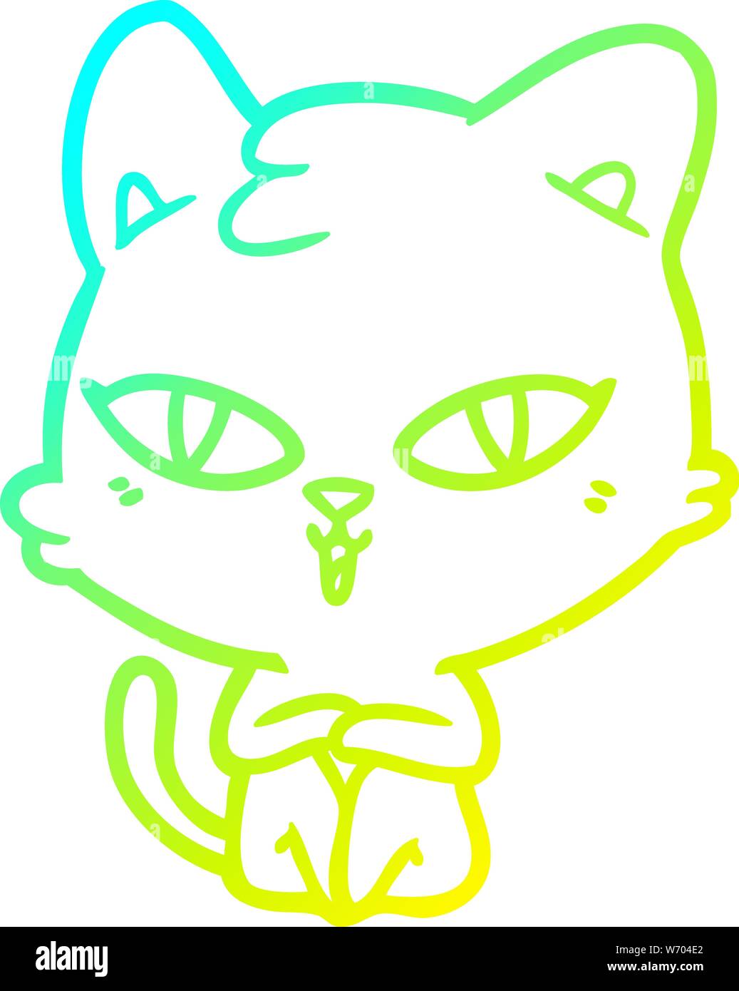 cold gradient line drawing of a cartoon cat Stock Vector Image & Art ...
