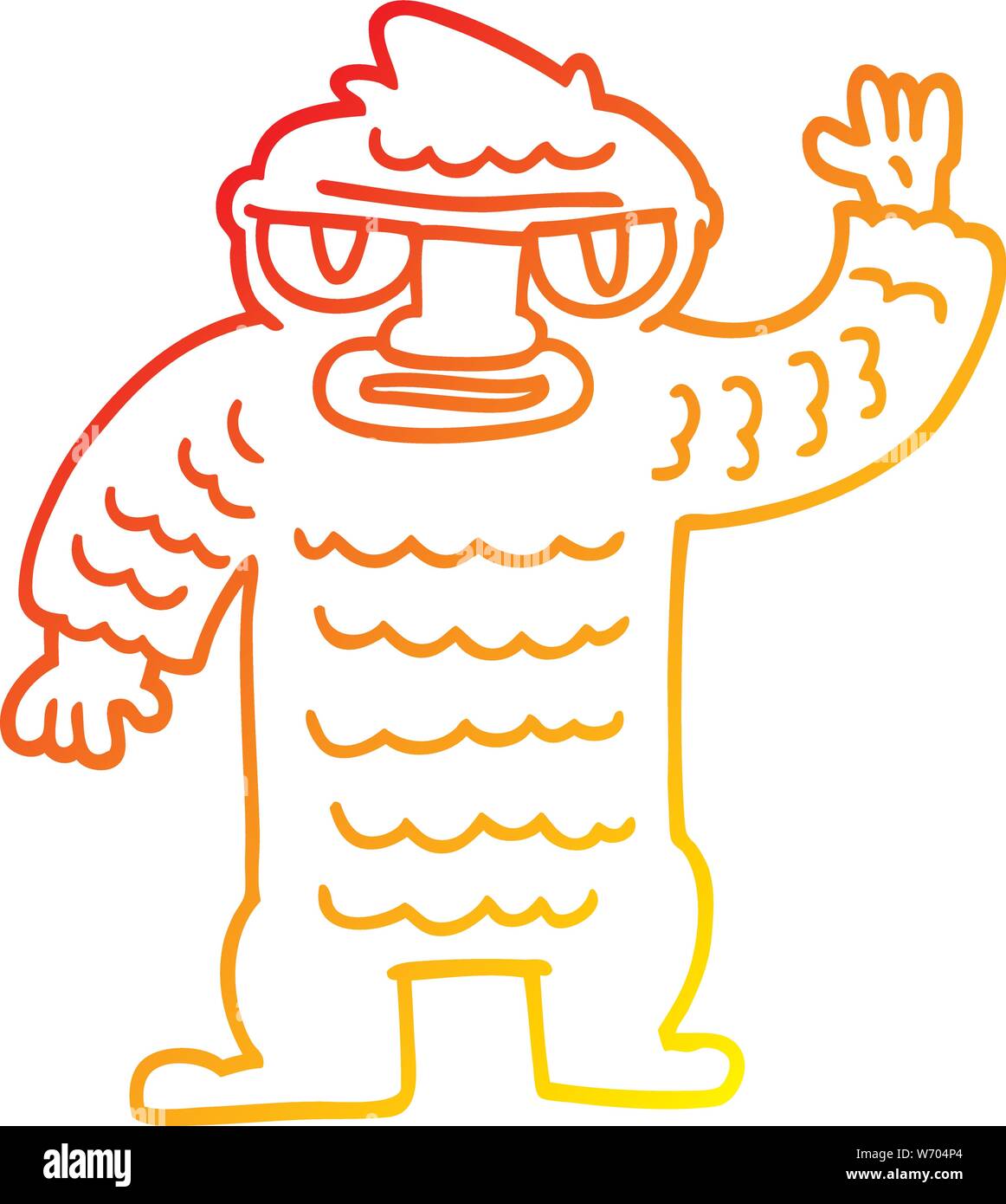 warm gradient line drawing of a cartoon big yeti Stock Vector Image ...