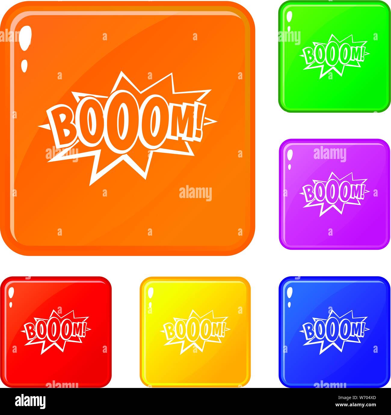 Boom, explosion bubble icons set vector color Stock Vector Image & Art ...