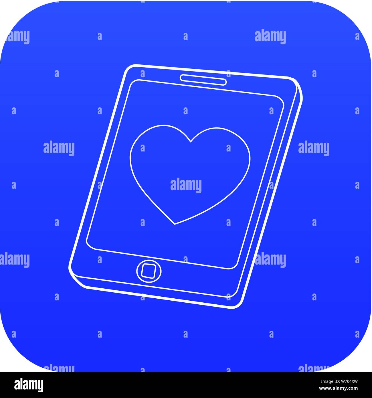Mobile phone with heart icon blue vector Stock Vector Image & Art - Alamy