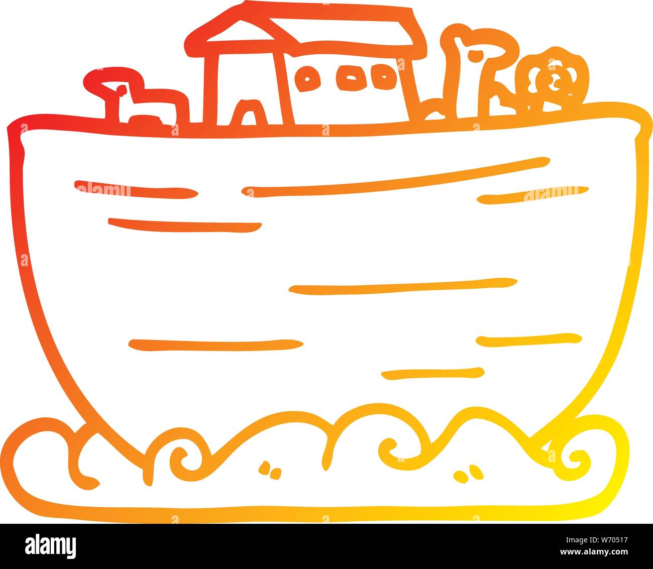 warm gradient line drawing of a cartoon noahs ark Stock Vector Image ...
