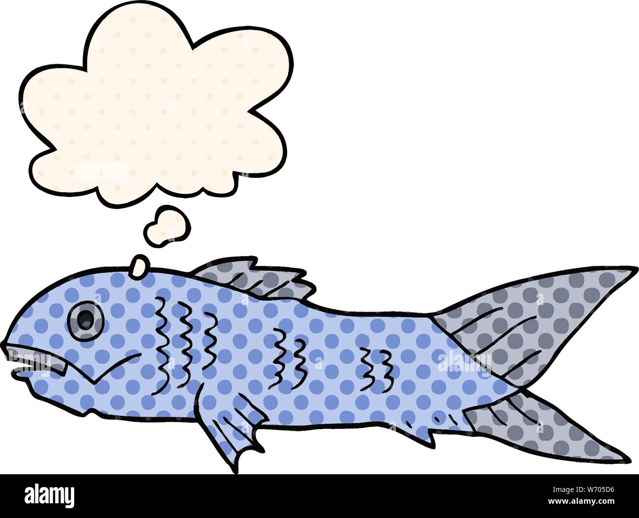 cartoon fish with thought bubble in comic book style Stock Vector Image ...