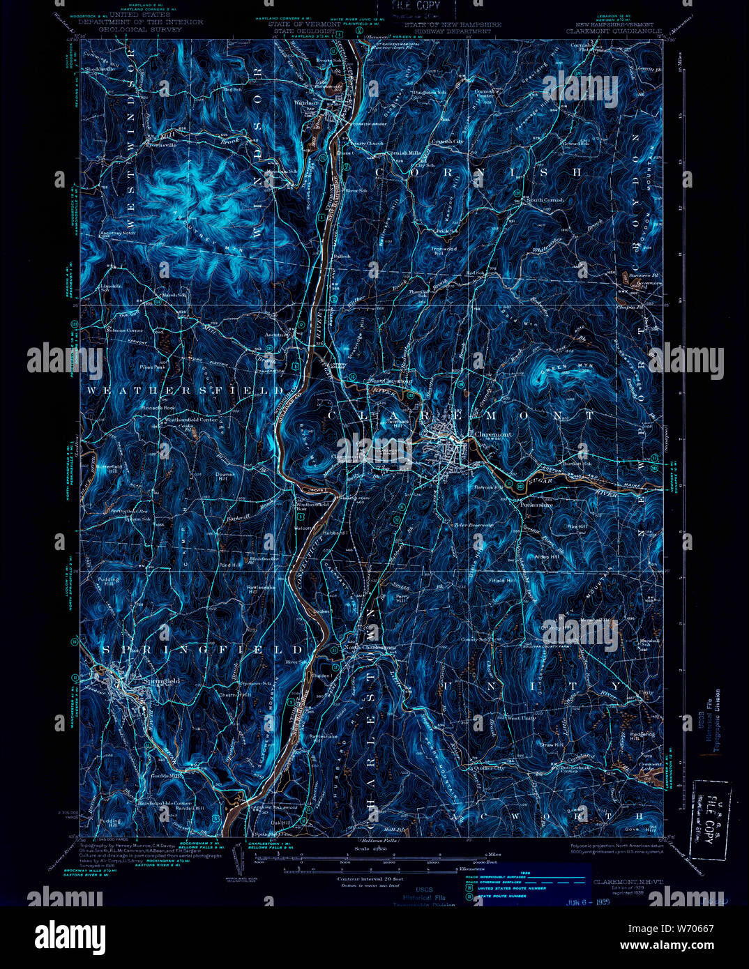 Claremont new hampshire map hi-res stock photography and images - Alamy