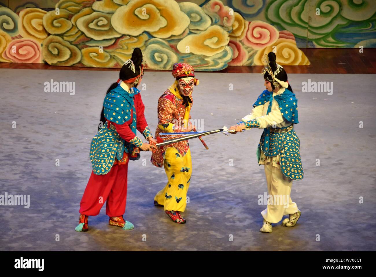 CANTON, CHINA – CIRCA JULY 2019: Beijing Opera performance of “Monkey King Making Havoc in ...