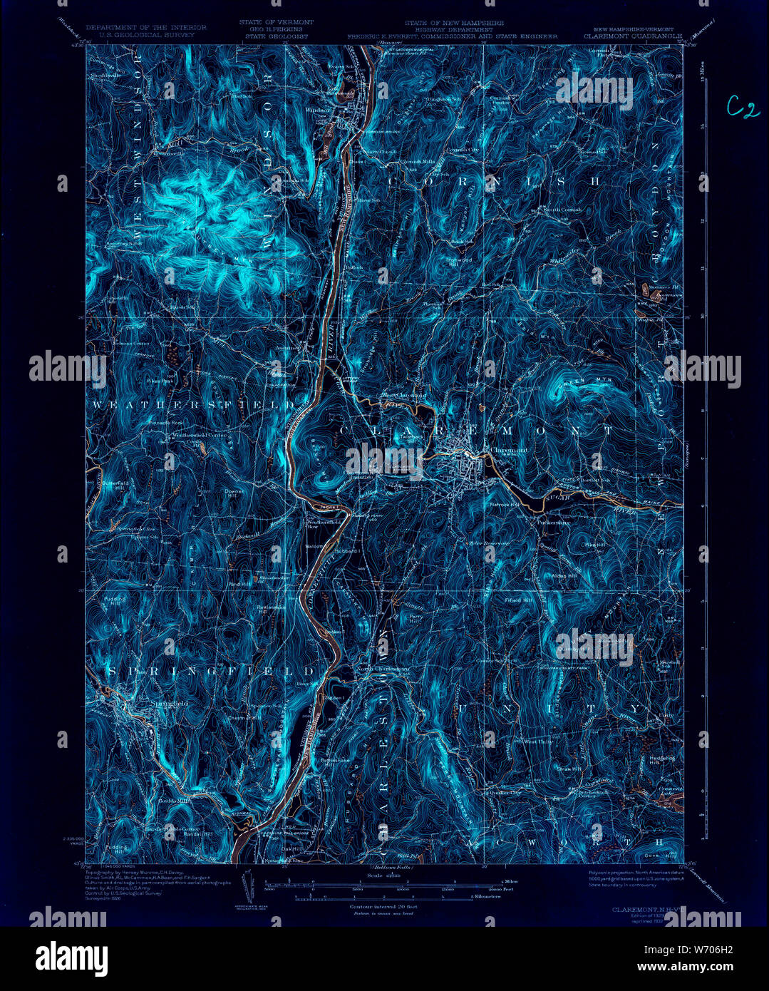 Claremont new hampshire map hi-res stock photography and images - Alamy