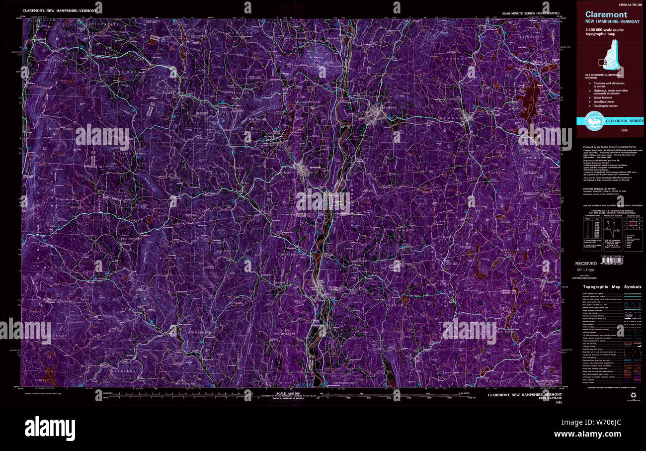 Claremont new hampshire map hi-res stock photography and images - Alamy